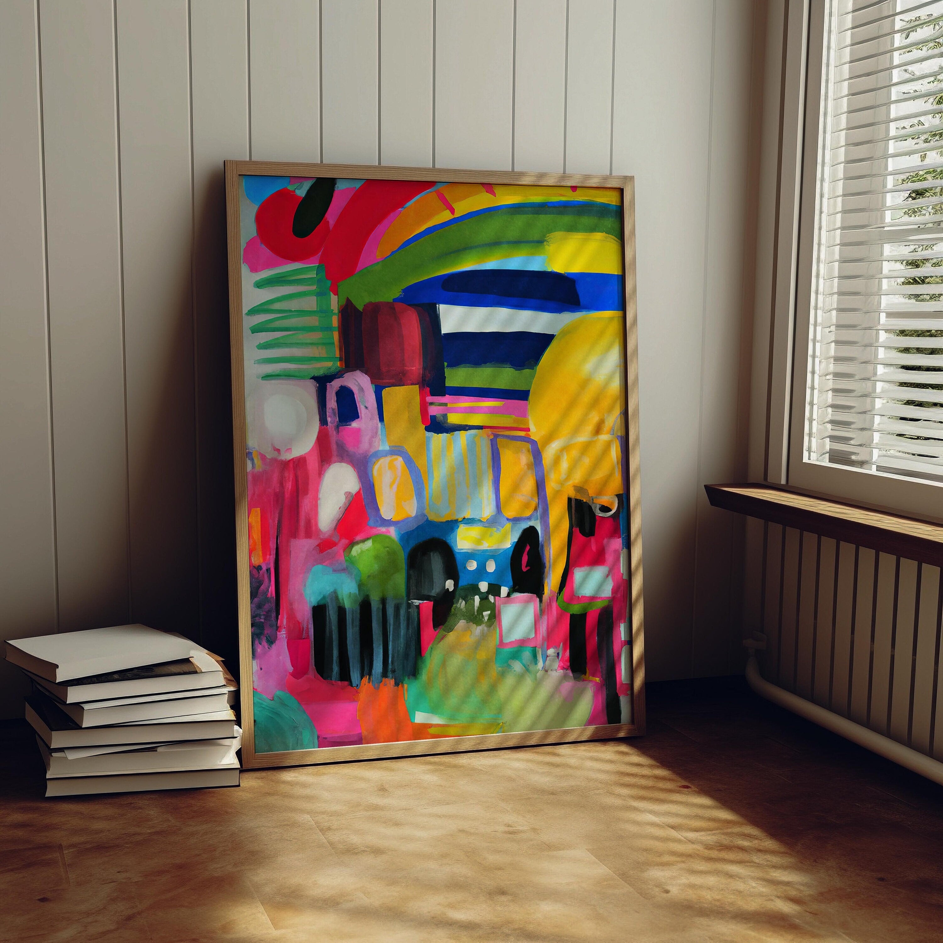 Bright Colorful Abstract Painting Art Print – Print Punk Studio